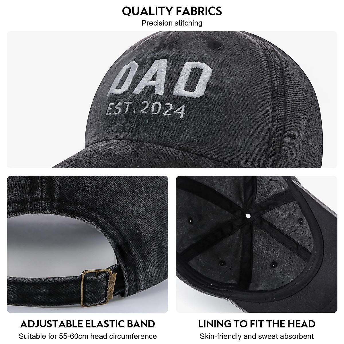 New Dad Gifts, Dad Hats for Men, First Time Dad Gifts, Dad Est 2024, New Father to be Gifts, Promoted to Dad Gifts for Expecting Dads from Wife, Christmas Fathers Day Adjustable Dad to be Baseball Cap
