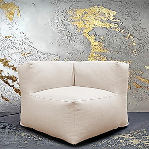 OPEAK Patio Furniture Set Bean Bag Corner Chair Outdoor Sectional Conversation Patio Chair Daybed Furniture Outdoor Sofa Couch High Density Foam Filling Modern Comfy Patio Couch (Light Beige)