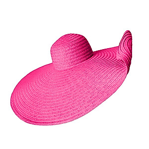 Women's Wide Brim Straw Hat Foldable Roll up Floppy Sun Hat Solid Color Bucket Hat Sun-Resistant Oversized Beach Cap (17.72inch, Yellow #1)