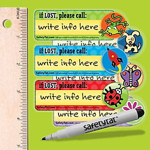 Variety 6pk SafetyTat Child ID Tattoos includes skin prep wipes and tattoo marking pen