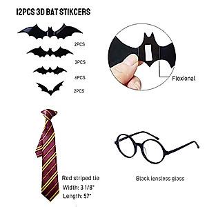 Magic Wizard School Balloon Garland Arch Burgundy Black Gold Latex Balloons Confetti Balloon Bat Sticker Tie Glasses Frame Set for Baby Shower Birthday Party Decorations