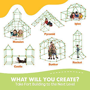 Tiny Land Fort Building Kit Creative Fort Indoor Outdoor for 5,6,7,8 Years Old Boys and Girls STEM Building Toys with Storage Bag DIY Castles Tunnels with 86 Rods and 44 Balls