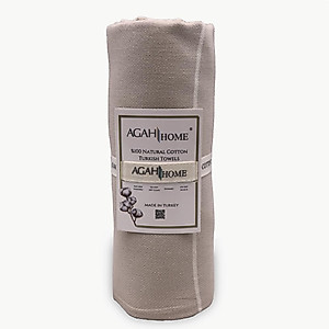 Agah Home Turkish Beach Towel - Beach Towel for Adults - Quick Dry Beach Towel for Bathroom - Compact Beach Towel for Vacation - Turkey Sand Resistant Beach Towels - 40' × 70' (Hereke-Beige)