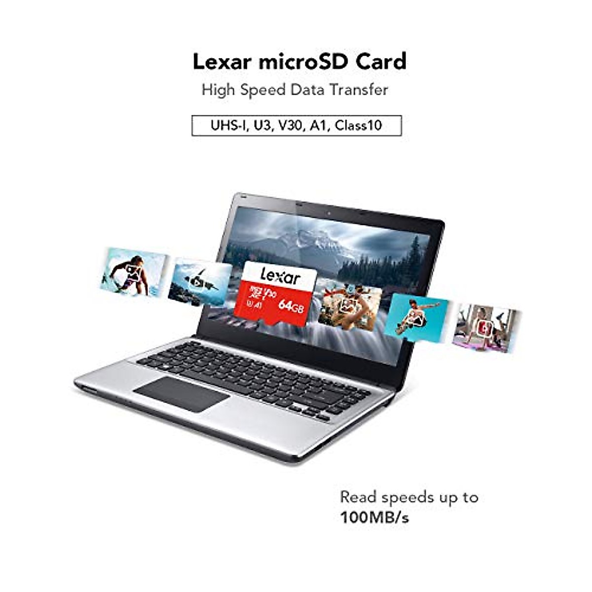 Lexar 64GB Micro SD Card 2 Pack, microSDXC UHS-I Flash Memory Card with Adapter - Up to 100MB/s, U3, Class10, V30, A1, High Speed TF Card (2 microSD Cards + 1 Adapter)