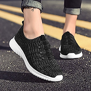 TIOSEBON Women's Lightweight Casual Walking Athletic Shoes Breathable Running Slip-On Sneakers for Jogging Workout 7 US Deep Gray
