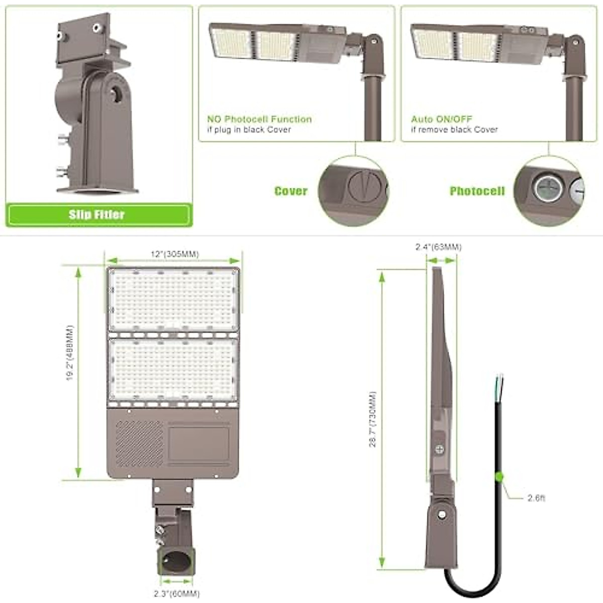 OPENLUX 10 Pack 320W LED Parking Lot Light with Photocell 48000LM LED Shoebox Pole Lights Slip Fit Mount Flood Lights UL Listed 5000K IP65 Outdoor Street Court Commercial Lighting AC 100-277V