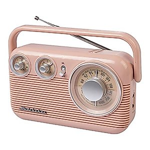 Studebaker SB2003 Retro Portable AM/FM Radio AC or Battery Operated (Rose Gold)