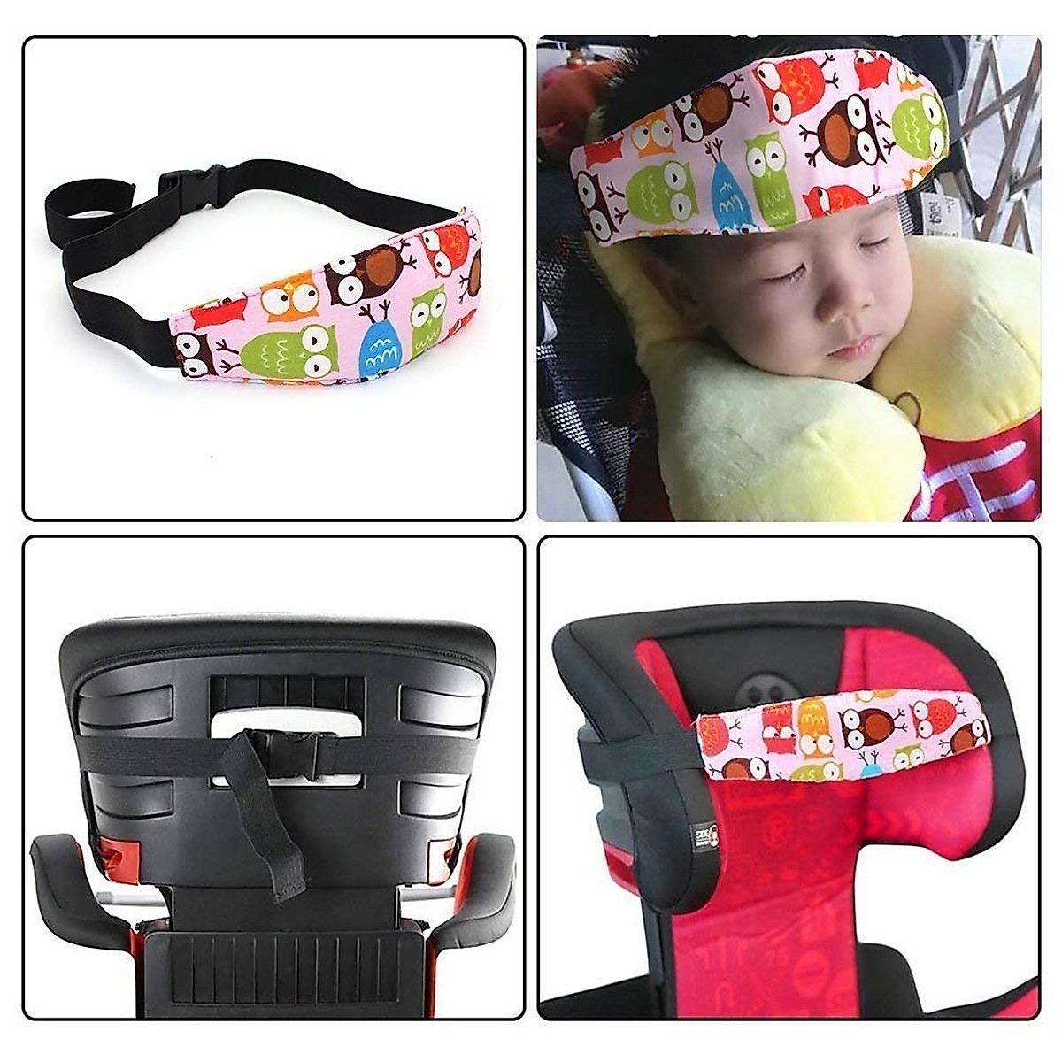 JZK 3 Soft Safety Baby car seat Head Support Strap Toddler Head Holder Belt Fastening Band, Stop Kids Necks Falling or Bobbing Forward When Sleep/nap