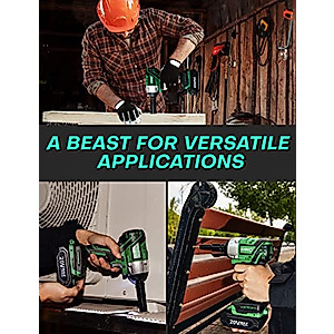 K I M O 1/2 Inch Cordless Impact Wrench, Green, Metal