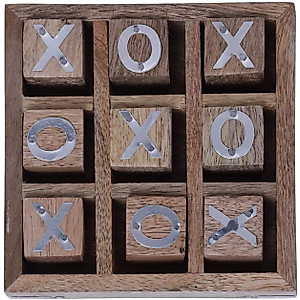 EARTHLY HOME Wooden Tic Tac Toe Game - Board Game - Table Top Living Room Decor Fun Game - Indoor Outdoor Adults Classic Travel Game (Black & White)
