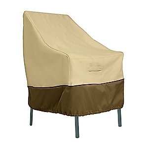 Classic Accessories Veranda Water-Resistant 25.5 Inch High Back Patio Chair Cover, Pebble, Outdoor Chair Covers, 78932
