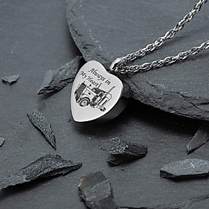 Always in my heart Urn Necklace for Ashes Trucker Memory Pendant Cremation Jewelry (Always in my heart)