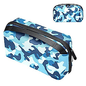 Travel Cord Organizer, Tech Organizer, Electronics Organizer, Cable Organizer Bag, Modern Blue Camouflage
