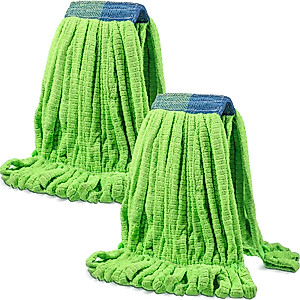 Lallisa 2 Pcs Commercial Mop Head Replacement 18 Oz Tube Microfiber Mop Heads for Floor Cleaning Industrial Mop Heads Looped End Wet Mop Head Refill for Home Commercial Industrial Use (Fruit Green)