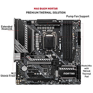 MSI MAG B460M Mortar Gaming Motherboard (mATX, 10th Gen Intel Core, LGA 1200 Socket, DDR4, CFX, Dual M.2 Slots, USB 3.2 Gen 1, 2.5G LAN, DP/HDMI)