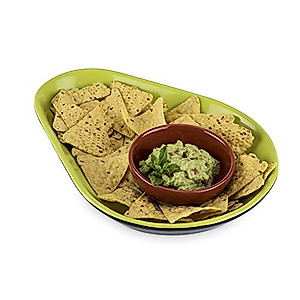 TrueZoo Avocado Chip & Dip Bowl, Guacamole Serving Tray, Appetizer Platter, Party Dish