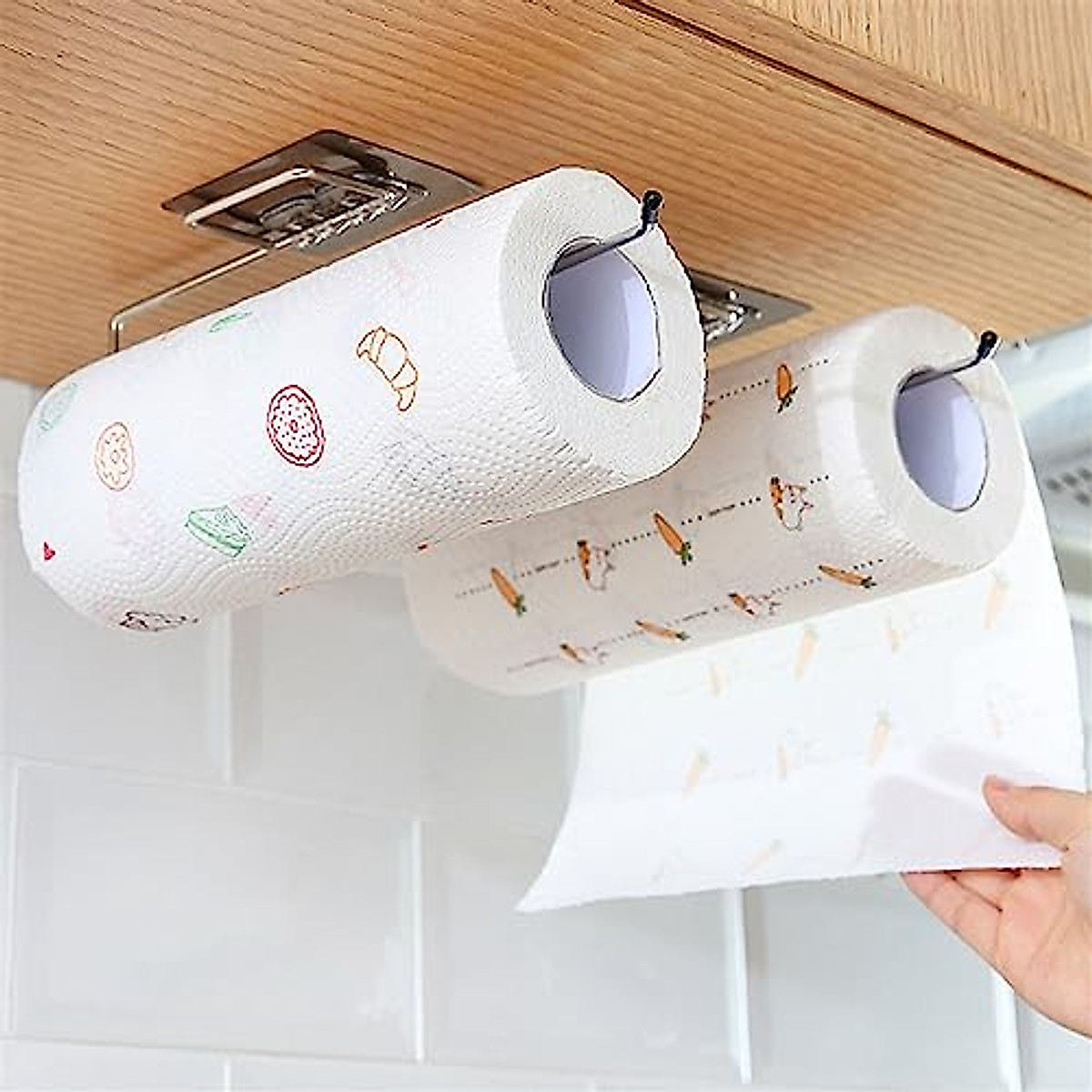SPICLY Dish Organizer Rack for Cabinet Kitchen Bathroom Toilet Paper Storage Rack Roll Paper Rack Towel Holder Rack Stand Paper Stand Rack Cabinet Hook Organizer Hot