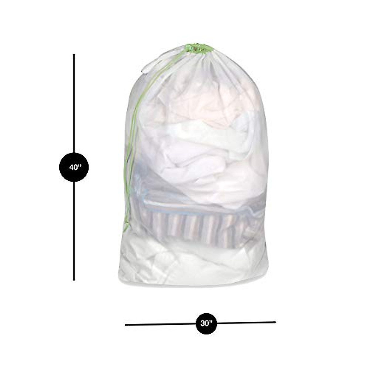 Smart Design Heavy-Duty Laundry Bag – Holds Up to 3 Loads, Jumbo – Laundry Hamper with Handle & Push-Lock Drawstring for Easy Organization and Storage – Laundry Basket Made with Breathable Mesh