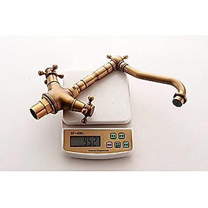 NOVOCE Kitchen Sink Faucet for Bar Farmhouse Commercial, Antique Bronze Bath Sink Faucets, Dual Handles Single Hole Hot Cold Water Mixer Crane, Kitchen Faucet (Color : Style a)