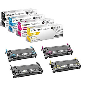 CS Compatible Toner Cartridge Replacement for HP 3800DN Q6470A Black Q7581A Cyan Q7582A Yellow Q7583A Magenta HP 502A & HP 503A Color Laserjet 3600n 3600dn 3800dn 3800dtn CP3505n 4 Color Set