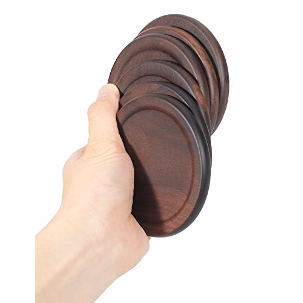 Walnut Dark Wood Coaster, 6-Piece Coaster Set, Holder Included, Wood Coasters,Coffee Coaster, Beer Coaster