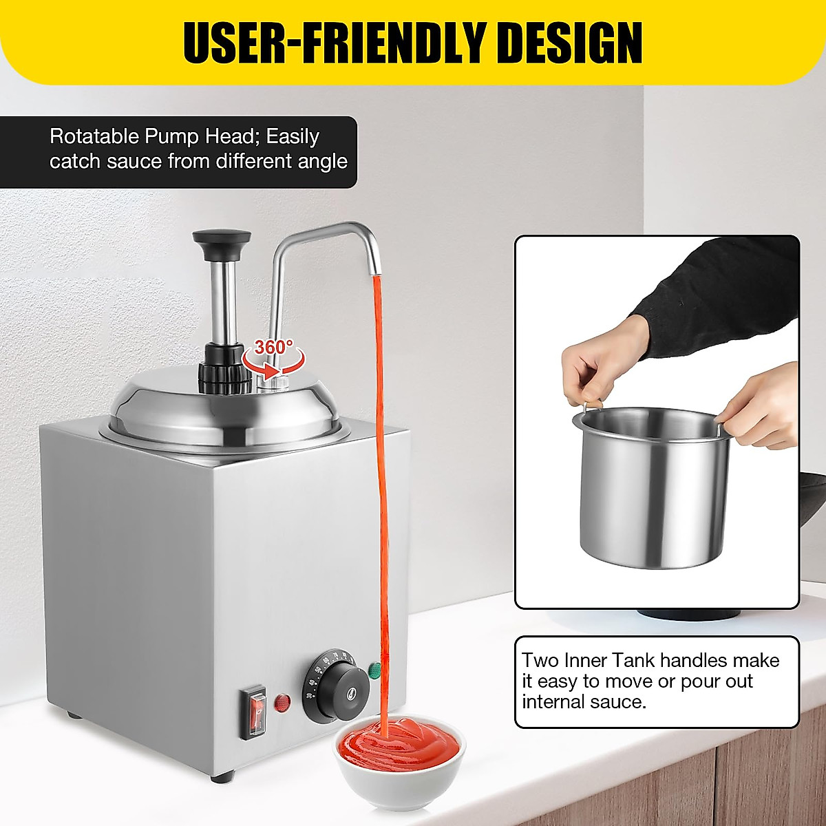3l Sauce Electric Cheese Dispenser,110v 800w Chocolate Warming Dispensing Pump,Hot Topping Dispenser for Hot Fudge,Be Used in Homes, Fast Food Restaurants, Canteens, Snack Stations, Etc