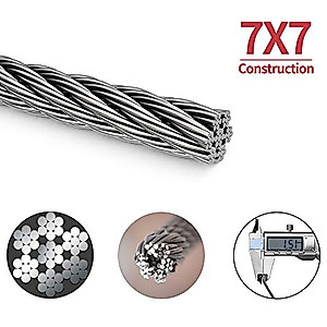 26ELE Picture Hanging Wire 50lb, Heavy Duty Stainless Steel Wire Rope for Hanging Picture Frame Mirror and Wall Art, Strong Metal Wire 100Feet with 20PCS Aluminum Crimping Sleeves
