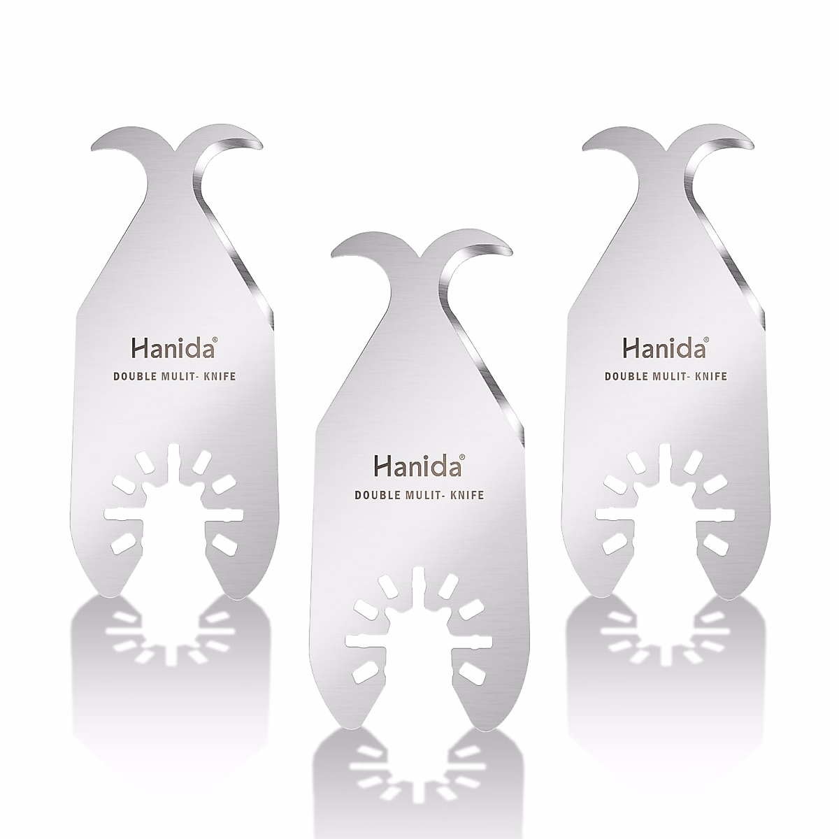 Hanida 3 Pcs Oscillating Saw Blades, Oscillating Multi Tool Hook Knife Blades, Multitool Blades for Cutting Roofing Shingles, PVC Carpet, Cardboard, fit Dewalt Milwaukee Rockwell Bosch Dremel Ryobi