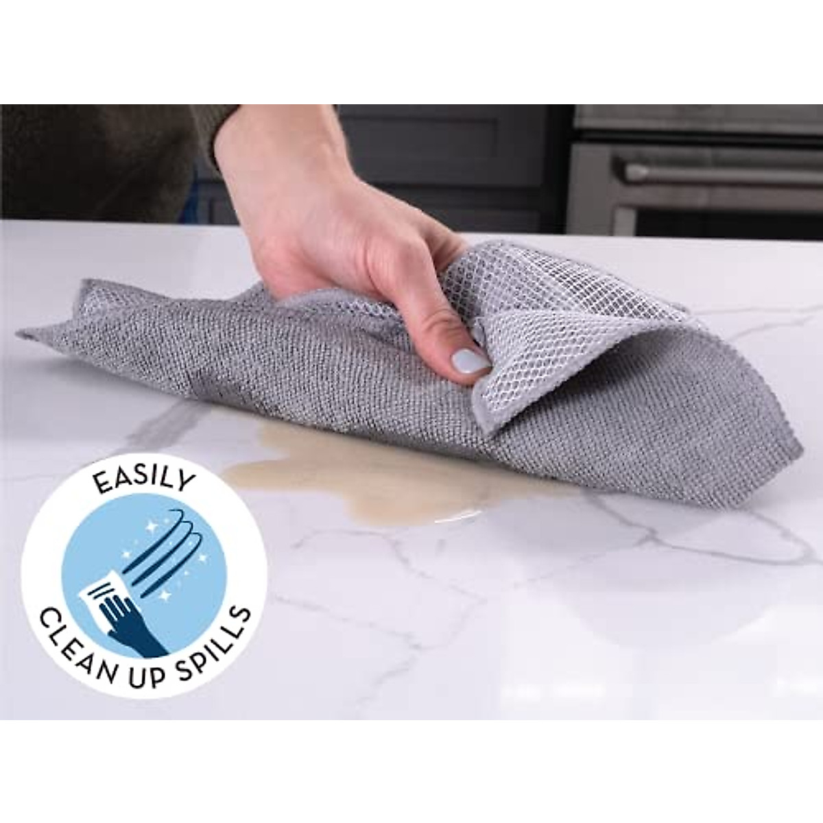 S&T INC. Microfiber Dish Cloths for Washing Dishes, Microfiber Cleaning Cloths for Kitchen Cleaning With Poly Scour Scrubbing Side, Grey, 12 Inch x 12 Inch, 10 Pack