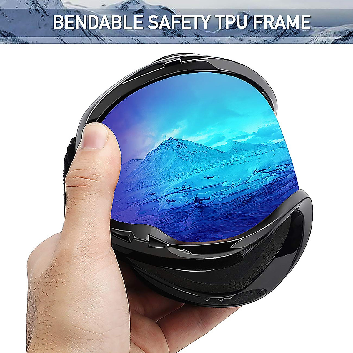 Juli Ski Goggle/Snow Snowboard Goggles for Men, Women & Youth - 100% UV Protection Anti-Fog Dual Lens(Black Frame/7.9% VLT Blue Len)