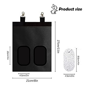 Rabbit Hay Feeder Bag, 2 Holes Hay Hanging Feeder Storage for Rabbit Guinea Pig Chinchilla, 600D Oxford Cloth Fabric with 1 Molar Stone (Black&Blue&Strawberry)