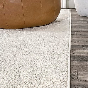 Eyely UES100T-3OV Supersoft Haze Solid Low-Pile Indoor Area Rug Casual;Contemporary;Solid;Traditional, Bedroom, Kitchen, Living Room, Easy-Cleaning, Non-Shedding, 3 X 5 Oval, Cream