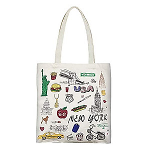 Reusable Large Multipurpose New York Souvenir for Travel Bag, Grocery Tote, Shopping Handbag, Canvas Tote Bag. (JP-330130F)