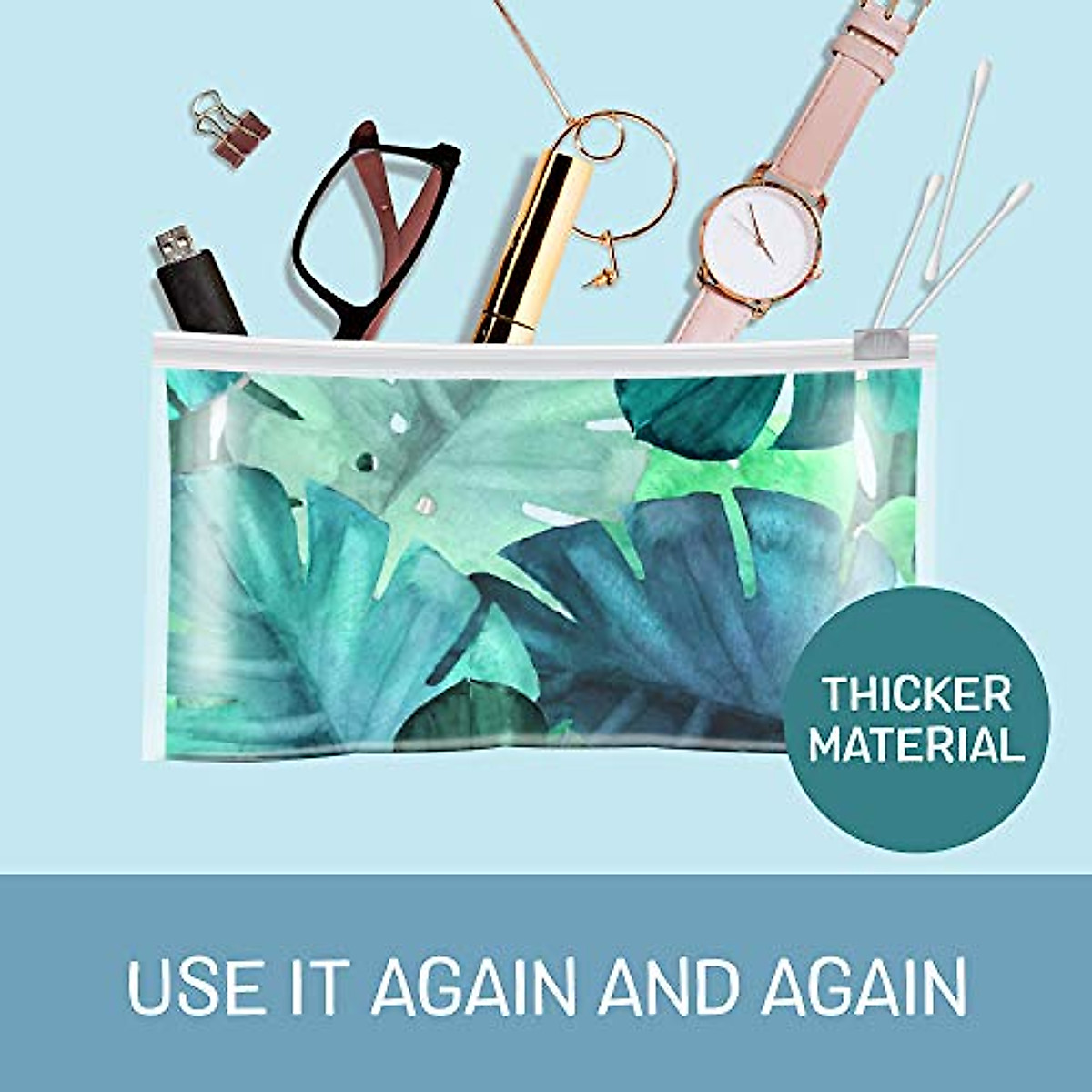 Ziploc Reusable Travel Makeup and Accessory Bags, Boho Collection, Skinny Size, 5 Count