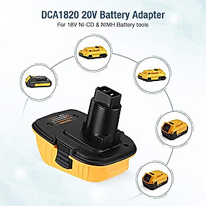 Dutyone 2Pack 20V Battery Adapter DCA1820 Replacement for Dewalt 18V Tools Convert 20V Lithium On Battery DCB204 DCB205 for 18V NiCad and NiMh Battery Tools