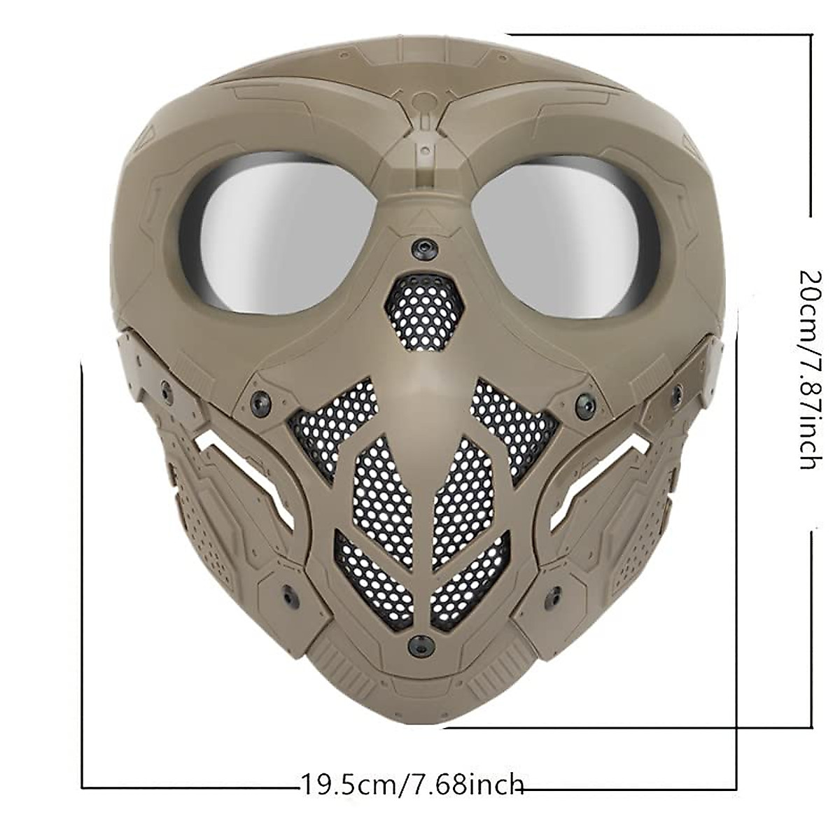Airsoft Mask, Protective Full Face Tactical Mask for BB Gun/CS Game Man&Women (Khaki)