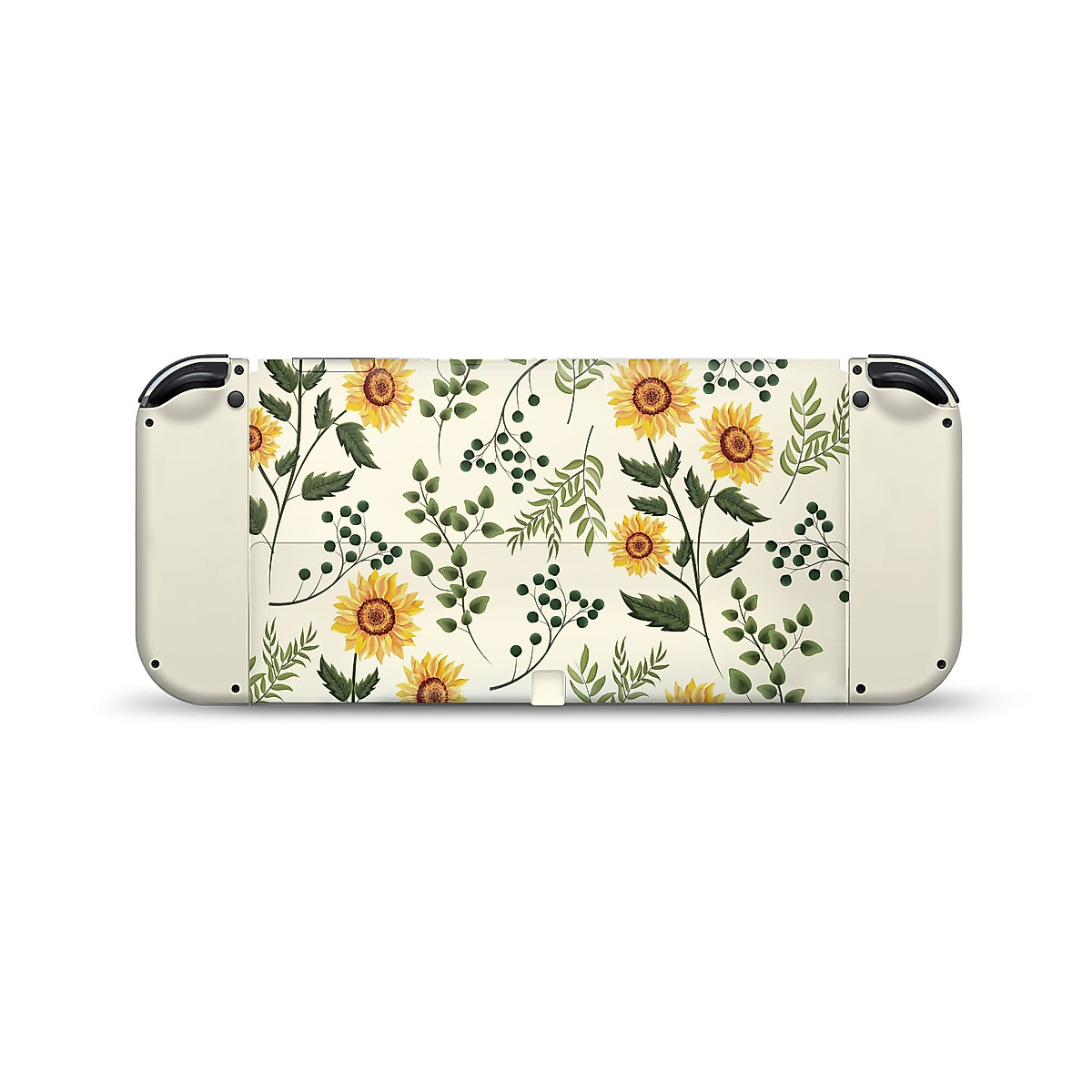 Tacky Design Sunflowers Skin Compatible with Nintendo Switch OLED Skin Wrap Cover, Off-White Skin for Nintendo Switch OLED Stickers, Premium Vinyl 3M Full Wrap Decal