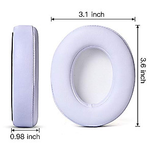 Professional Replacement Ear Pads for Beats Studio/Compatible with Studio Wired B0500 / Wireless B0501 / Studio 2 and Studio 3/Soft Protein Leather/Noise Isolation Memory Foam (White)