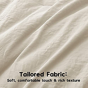 Bonlino Home Bed Bedding Comforter Set - 3 Pieces Queen Comforter Set, Farmhouse Bedding Set with Ruffle Bed Comforter & Ruffle Pillows Shams(Queen Size Wheat)