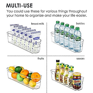 Vtopmart Breastmilk Storage Container 4PCS Set, Clear Freezer and Fridge Organizer Bins, Plastic Storage Bins for Breast Milk, Baby Pouches, Formula, Bottles and Yogurts, 4.3’’ Width, 14.7" Long