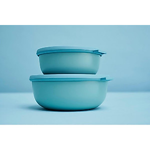 Mepal – Multi Bowl Cirqula 3-Piece Set – Food Storage Container with Lid - Suitable as Airtight Storage Box for Fridge & Freezer, Microwave Container & Servable Dish - 500, 1000, 2000ml - Nordic Sage
