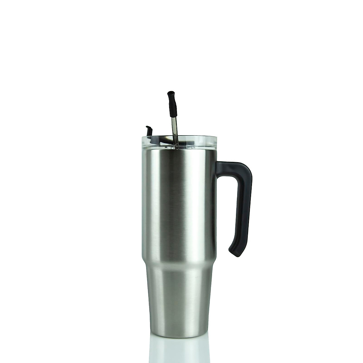 Hogg 30oz Grippy Tumbler with Removable Handle, Lid, and Stainless Steel Straw, DIY, Customizable, Double Wall Insulated Tumblers (Silver)