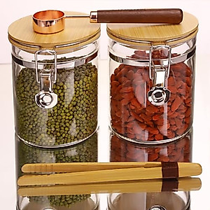 Matifaner Glass Coffee Storage Containers with Measuring Spoon, Airtight Food Storage jars with Lids, Glass Coffee Canister with Shelf and Scoop for Coffee,Sugar, Loose Tea, Set of 2 (27OZ×2P)