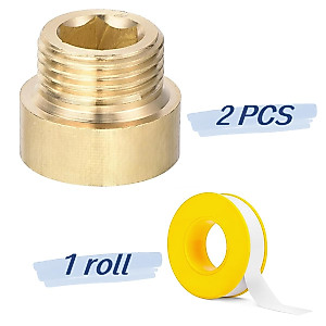 Shower Head Extension Arm, 2 Pack Brass G1/2 Male to G1/2 Female Thread 20mm Length Pipe Fitting Coupler Copper Shower Head Extender with 8M PTFE Pipe Sealant Tape