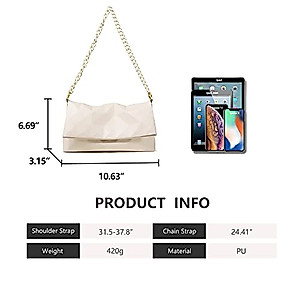 Small Chain Shoulder Bags Clutches Rhombus Evening Bags Crossbody Bags Hobo PU Vegan Leather Trendy Purse for Women(white-2)