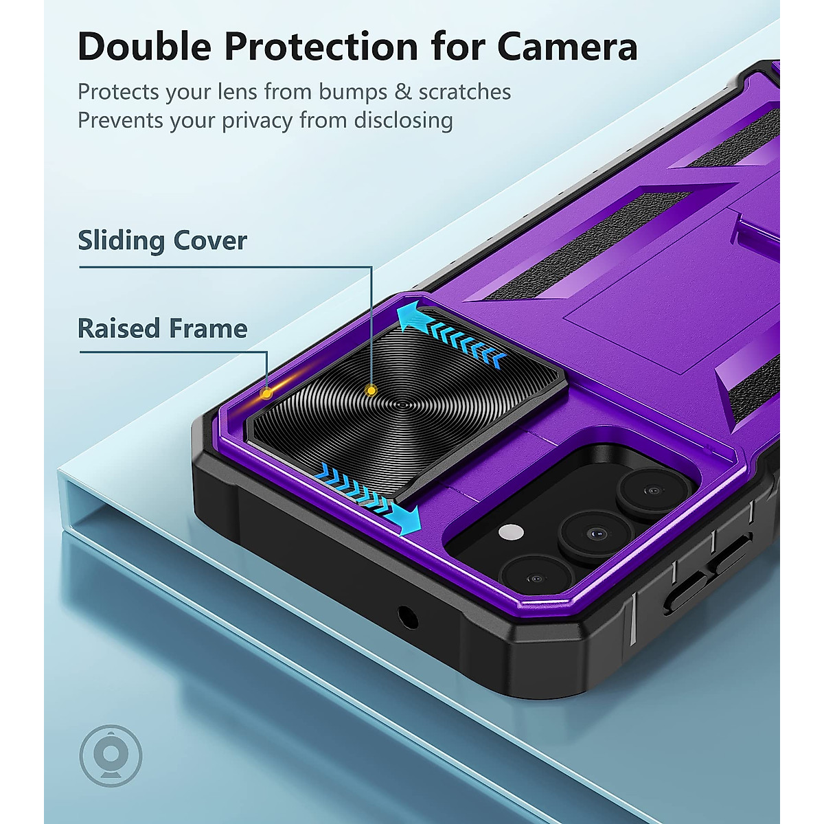 FNTCASE Case for Samsung Galaxy A14-5G: Military Grade Drop Proof Protection Rugged Protective A14 Cell Phone Cover with Built-in Kickstand & Slide - Shockproof TPU Matte Textured Tough Cases - Purple