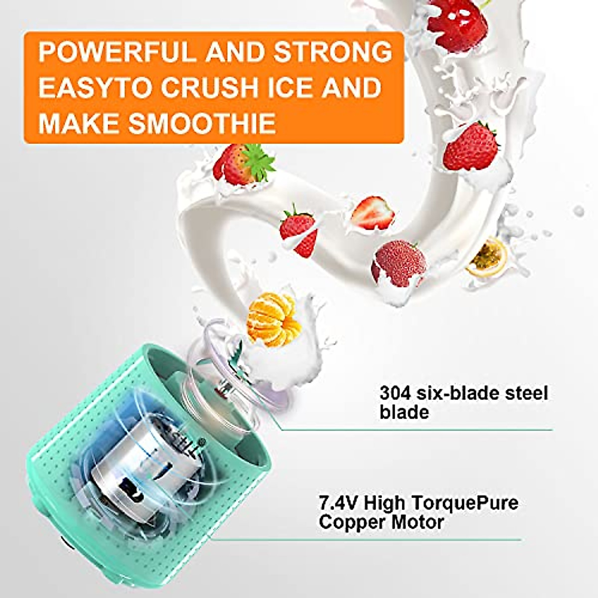 TastLi Portable Blender, Personal Mini Blender for Smoothies, Juice and Shakes (Sky blue)