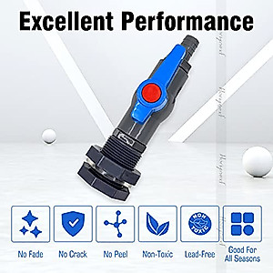 Horiznext rain Barrel Spigot 1 inch PVC Bulkhead Adapter 1" Blue Switch Valve 5/8 Plastic Barb Fitting Garden kit, for 5/2.5/50/55/100 Gallon Water Tank Pool Fish Pond Aquarium Bathtub Drain.