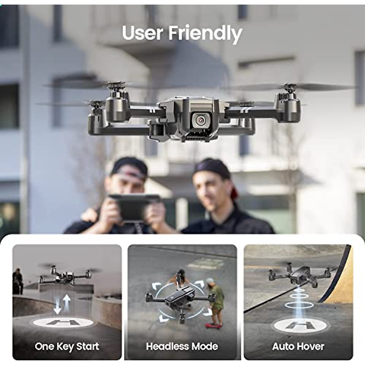 Holy Stone HS440 Foldable FPV Drone with 1080P WiFi Camera for Adult Beginners and Kids; Voice Gesture Control RC Quadcopter with Modular Battery for long flight time, Auto Hover, Carrying Case