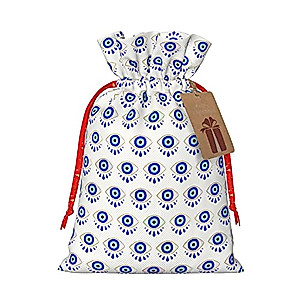 Drawstrings Christmas Gift Bags Turkish-Protact-Evil-Eye Presents Wrapping Bags Xmas Gift Wrapping Sacks Pouches Medium
